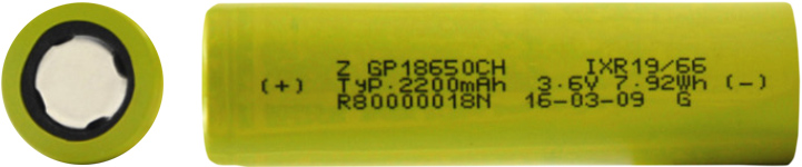 18650 Yellow (Dark) Black