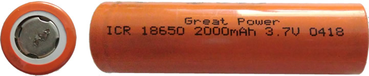 Great Power ICR18650 2.0Ah-AT 18650 Orange White