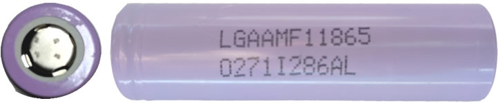 LG LGAAMF11865, ICR18650MF1 18650 Purple White