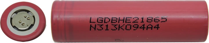 LG LGDBHE21865, IMR18650HE2 18650 Red (Dark) White
